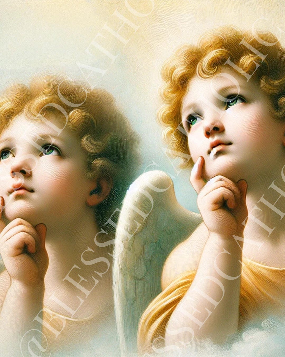 Guardian Angels Downloadable Image | Raphael Style Thinking Cherub ...