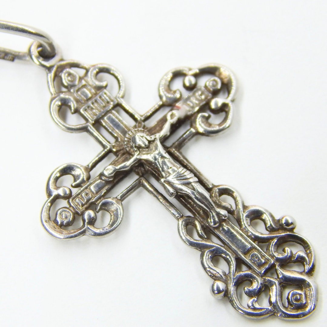 Sterling Silver Memento Mori Orthodox Crucifix | Vintage Christian ...
