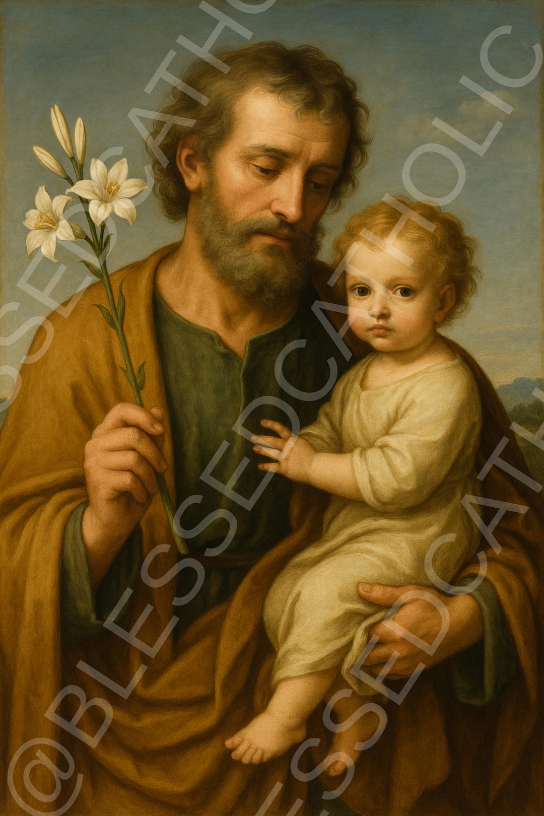 Saint Joseph and Infant Jesus: Patron Saint for Dads (digital Download ...