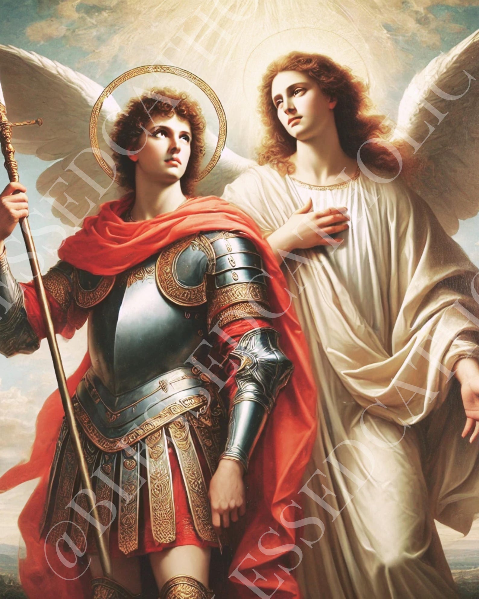 Saint Michael & Gabriel Archangels Art: Catholic Patron Saints (digital ...