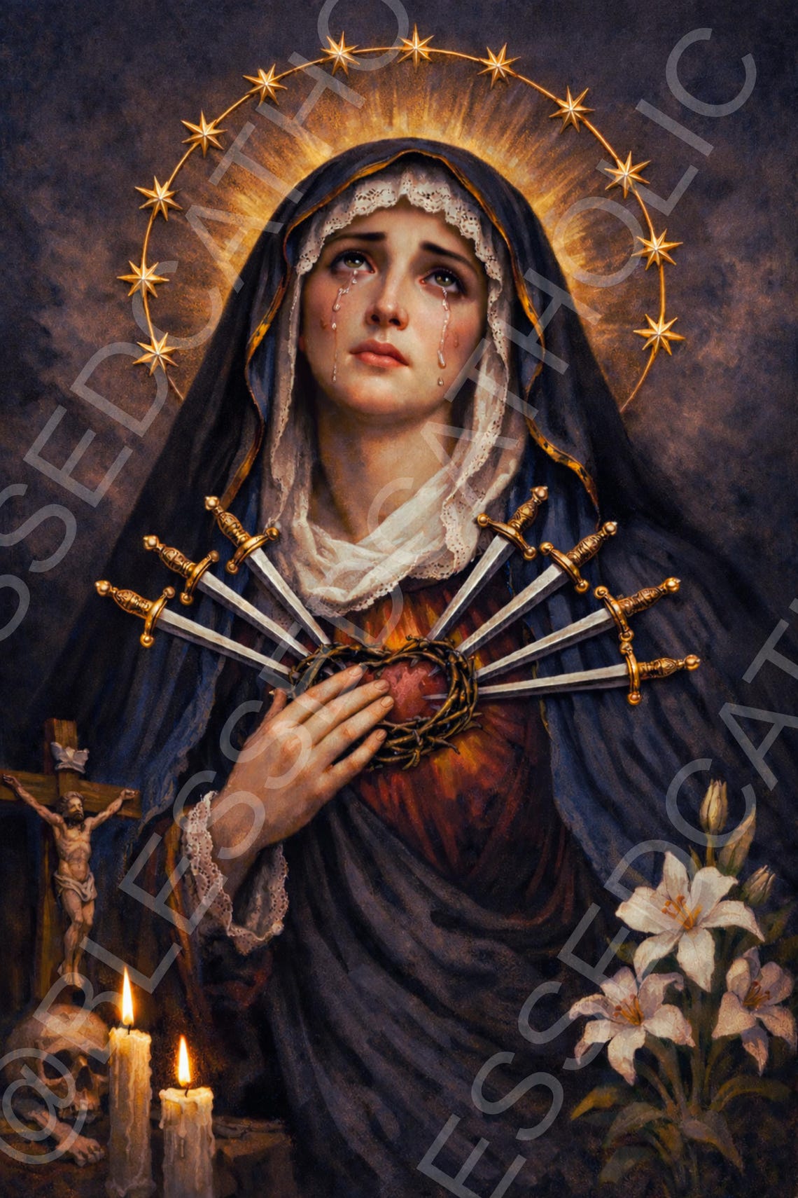 Our Lady of Sorrows Art: Seven Sorrows of Mary Image (digital Download ...