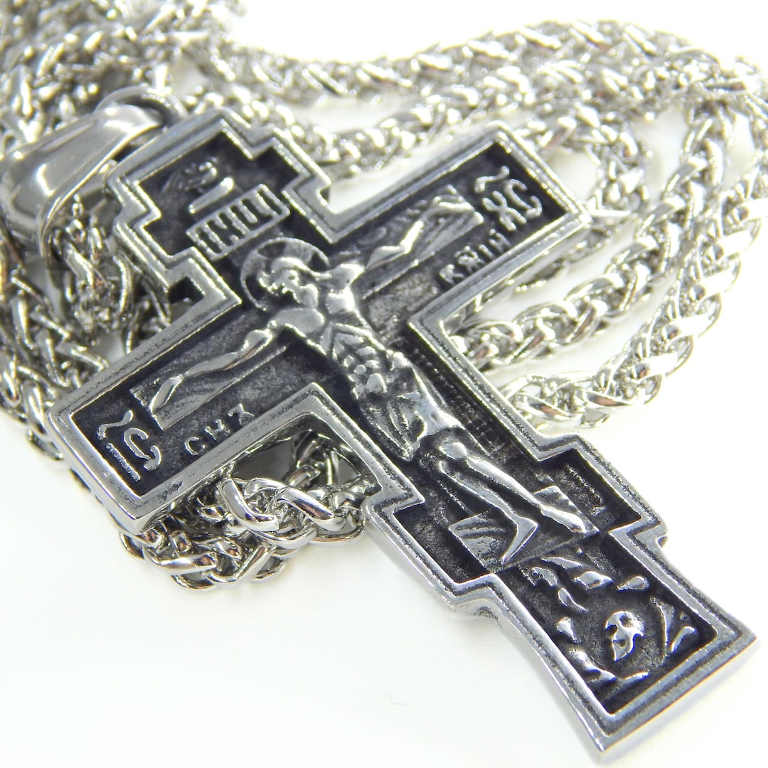 Memento Mori Christian Orthodox Crucifix Necklace | Silver Vintage ...