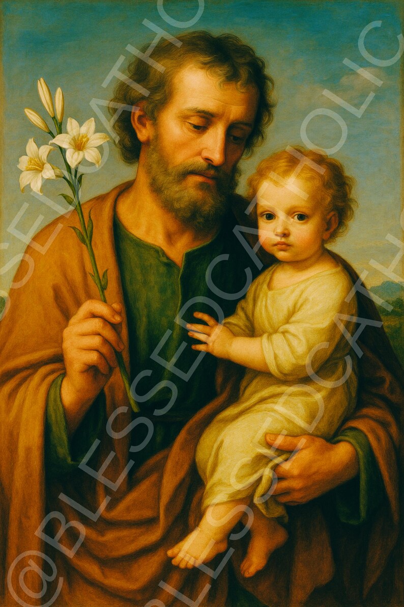 Saint Joseph and Infant Jesus: Patron Saint for Dads (digital Download ...