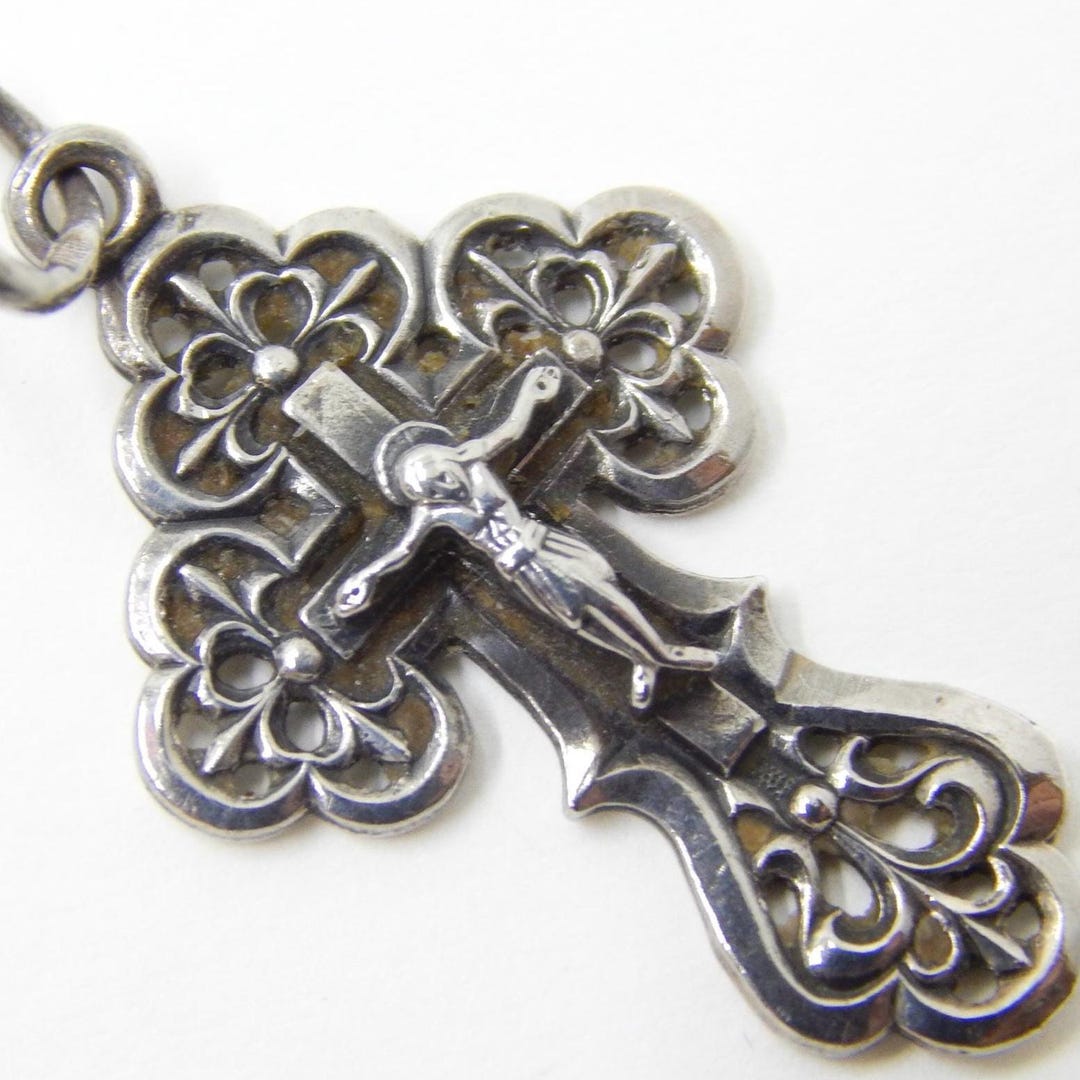 Sterling Silver Memento Mori Orthodox Crucifix | Vintage Christian ...