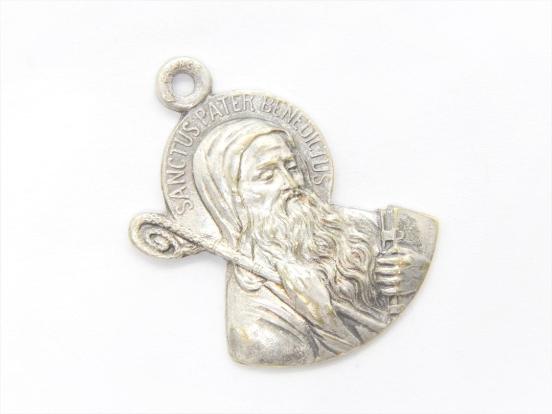 Vintage Saint Benedict Catholic Pendant | Patron Saint Catholic Medals ...