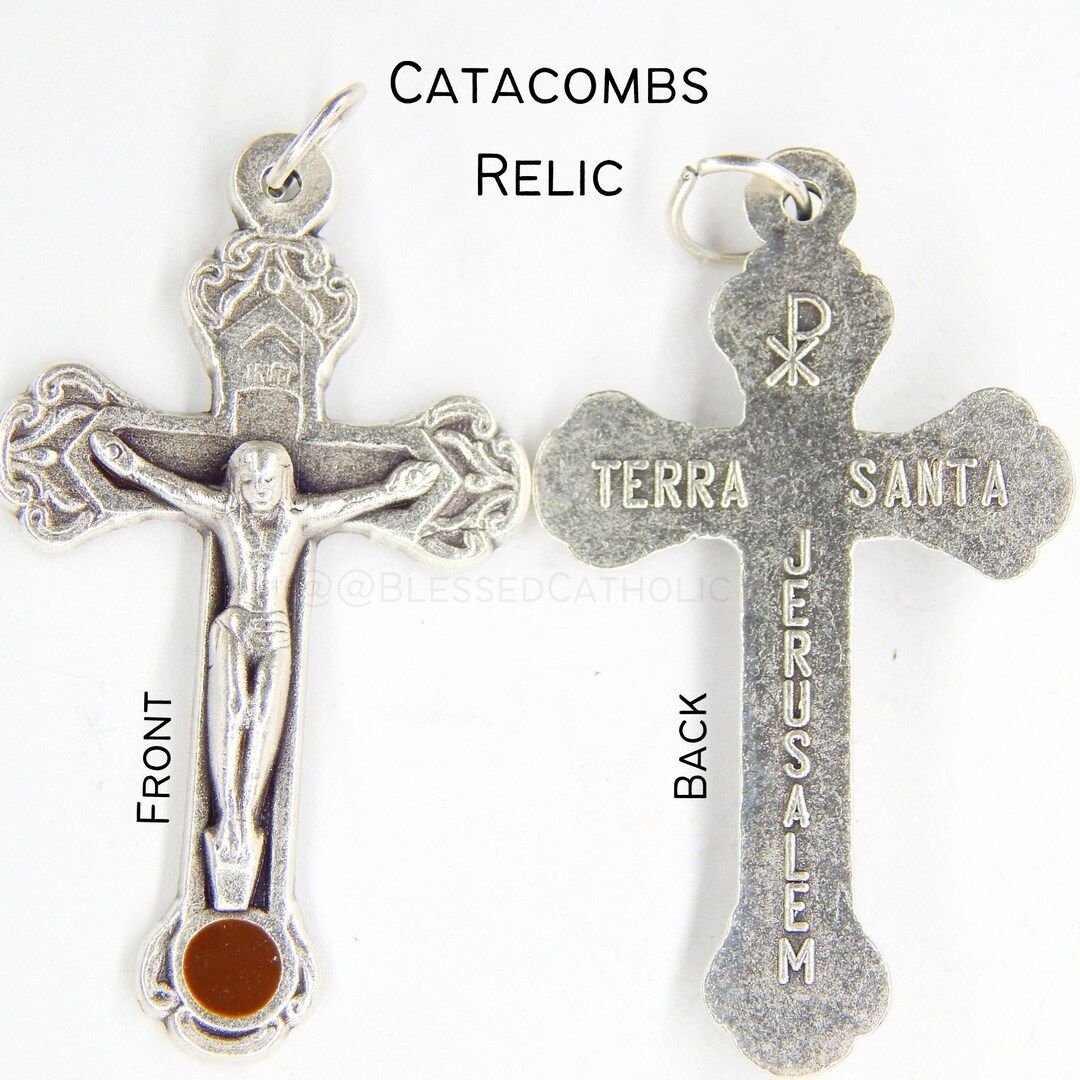 Relic Catholic Crucifix | Soil Relic Catholic Medal | Holy Land Soil ...