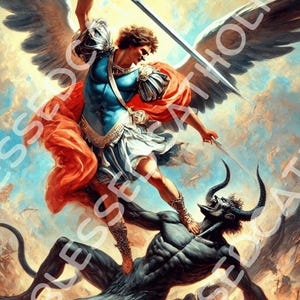 Saint Michael Slaying Satan Art: Military Patron Saint (digital ...