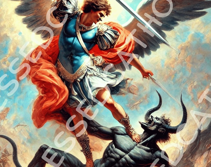 Saint Michael Slaying Satan Art: Military Patron Saint (digital ...