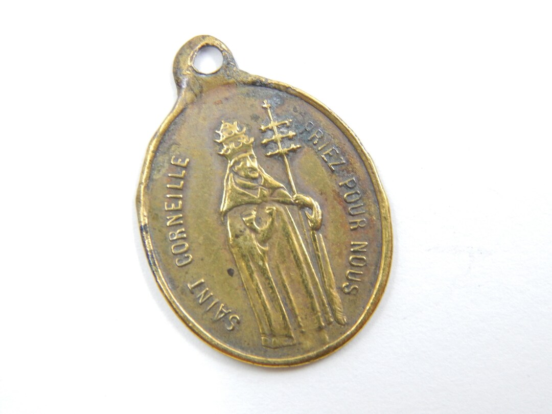 Antique French Saint Cornelius Catholic Medal Religious Medallions ...