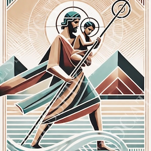 Saint Christopher Art Deco Style Instant Download Artwork | Patron ...