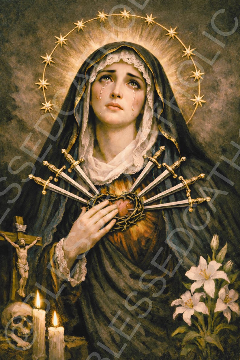 Our Lady of Sorrows Art: Seven Sorrows of Mary Image (digital Download ...