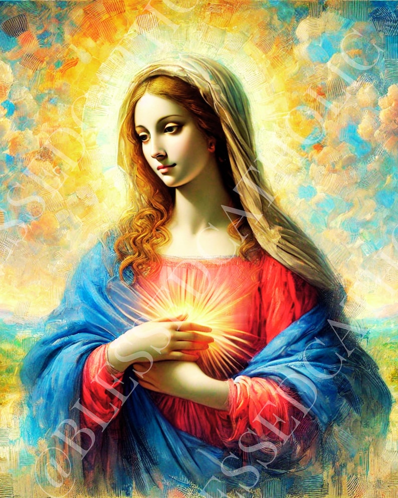 Virgin Mary Artwork: Catholic Mother of God Religious Digital Instant ...