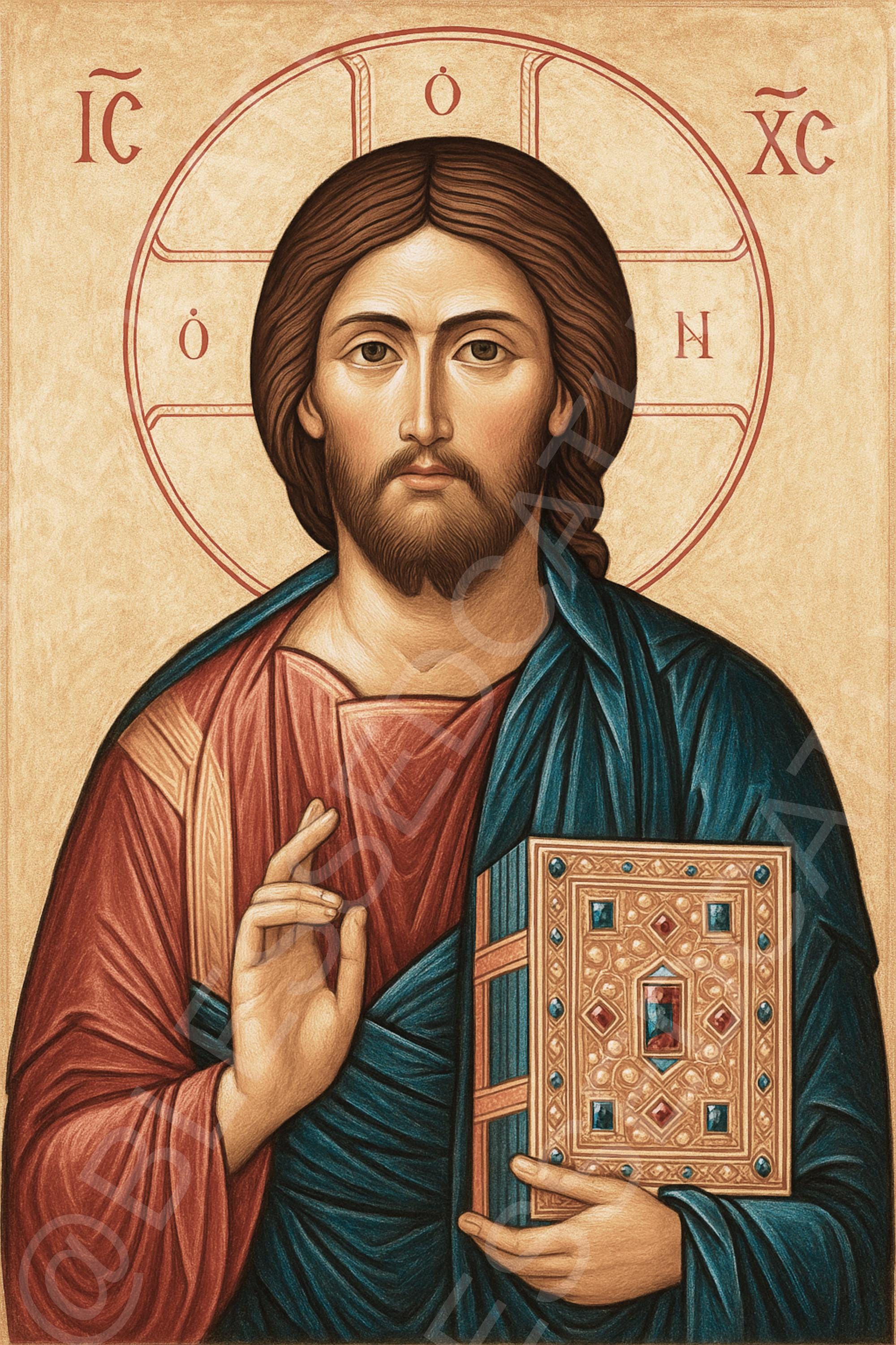 Christ Pantocrator Icon: Christian Orthodox Printable Art (digital ...