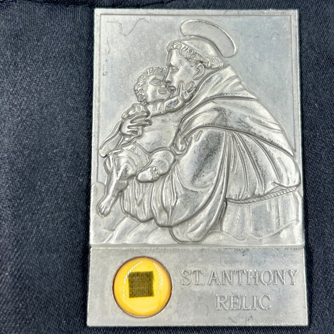 Vintage Saint Anthony Relic Catholic Plaque and Prayer Card | Patron ...