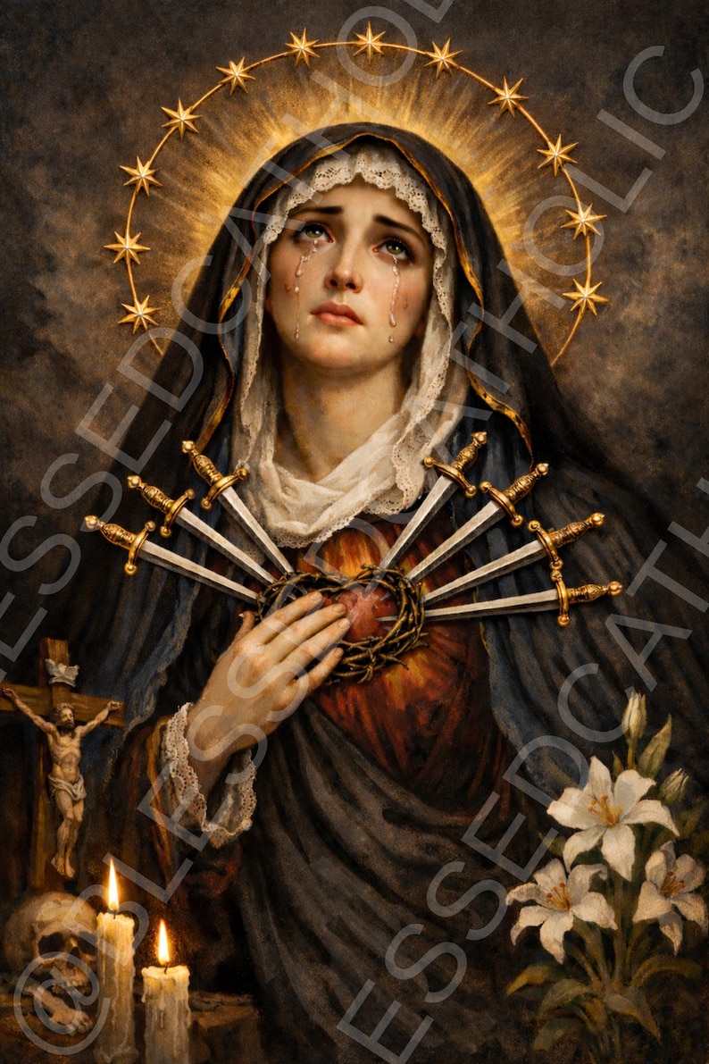 Our Lady of Sorrows Art: Seven Sorrows of Mary Image (digital Download ...