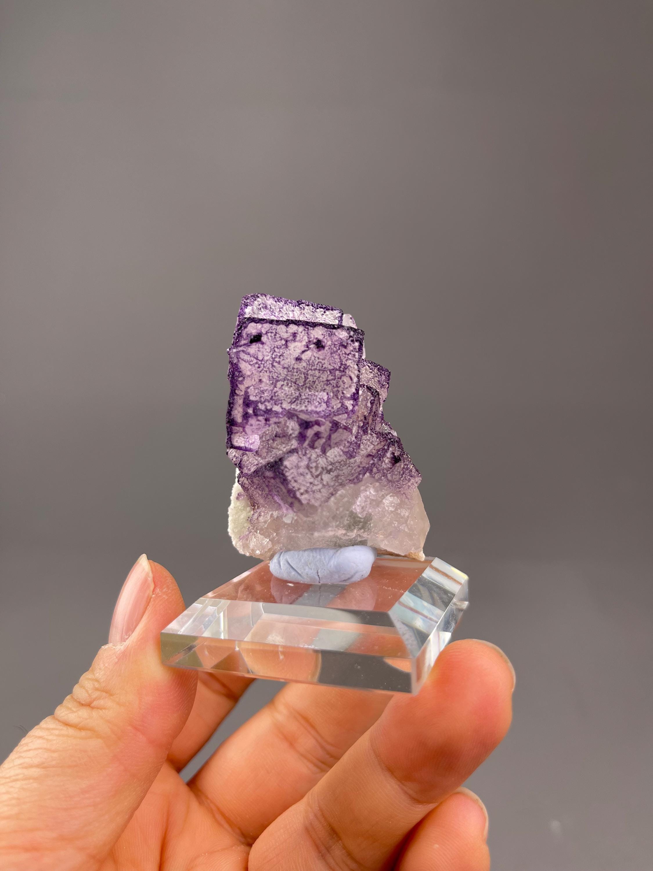 Rare QR Code Purple Fluorite Twin Crystal - Natural Mineral Specimen ...
