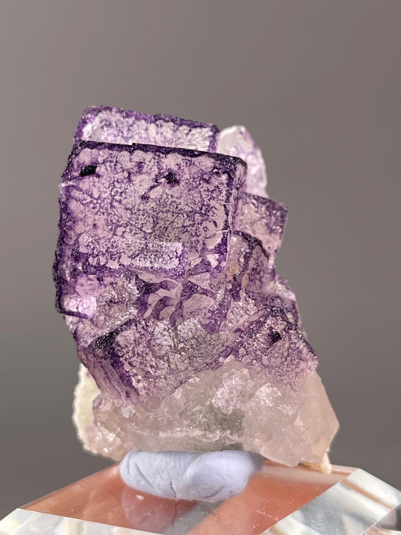Rare QR Code Purple Fluorite Twin Crystal - Natural Mineral Specimen ...