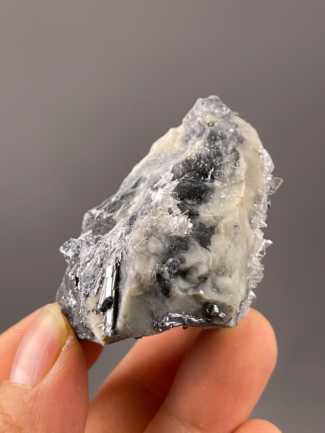 Rare Stibnite & Transparent Barite Crystal Cluster From Hunan: Natural ...