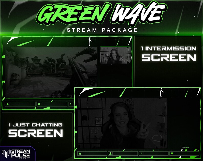 Greenwave Animated Stream Overlay-twitch Overlay-animated Alerts ...