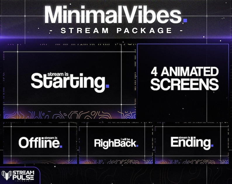 Minimal Vibe Animated Twitch Overlay, Animated Screens, Panels, Alerts ...