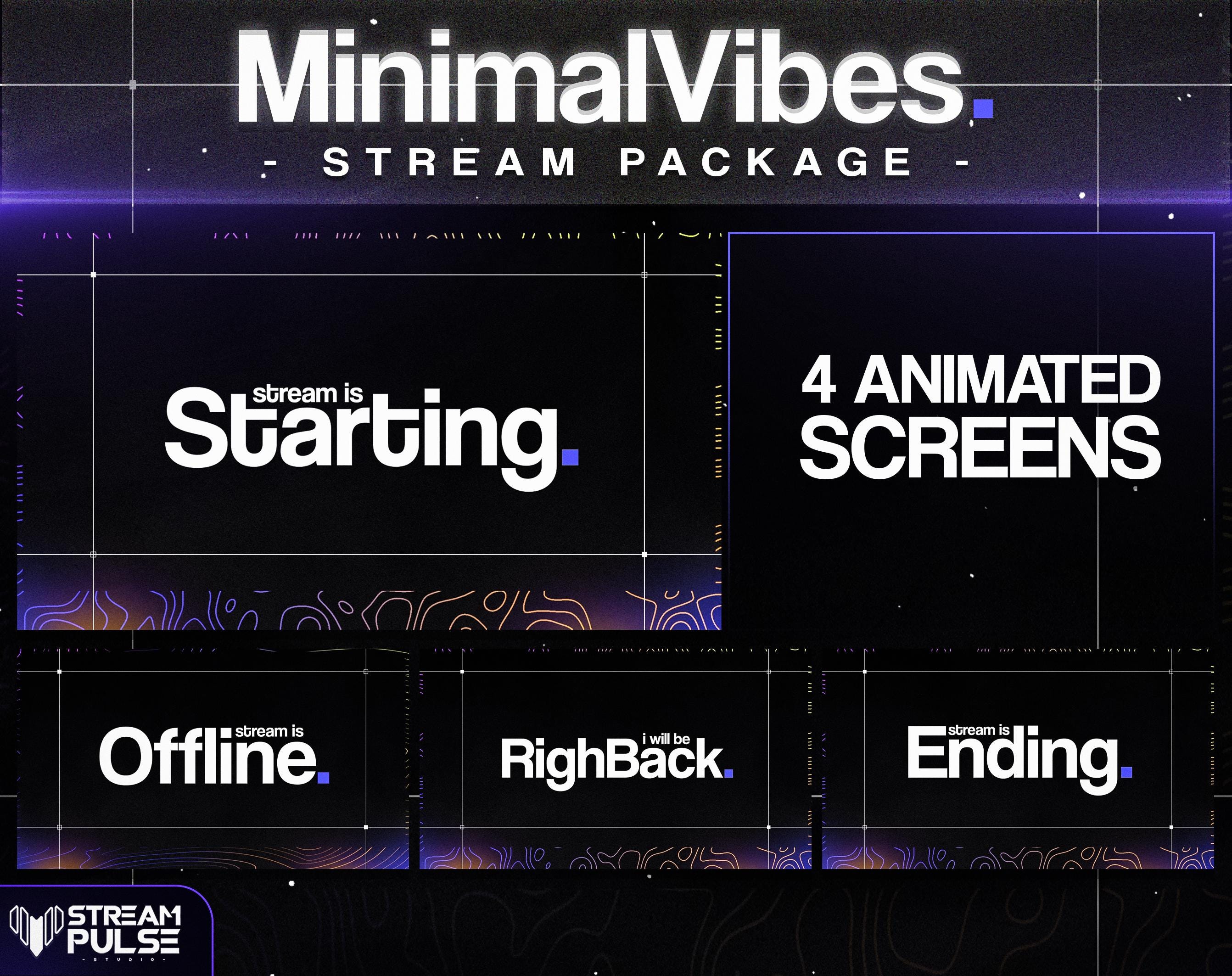 Minimal Vibe Animated Twitch Overlay, Animated Screens, Panels, Alerts ...