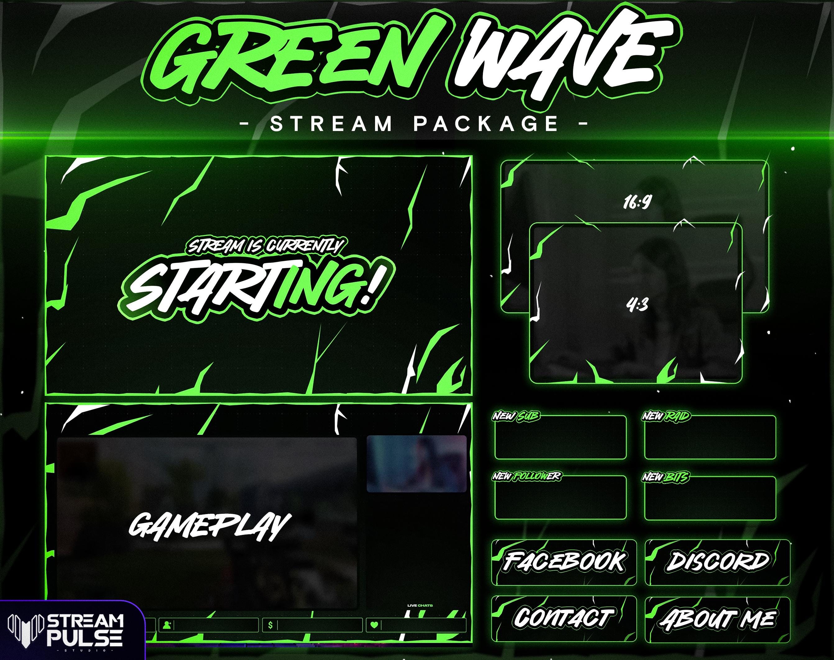 Greenwave Animated Stream Overlay-twitch Overlay-animated Alerts ...
