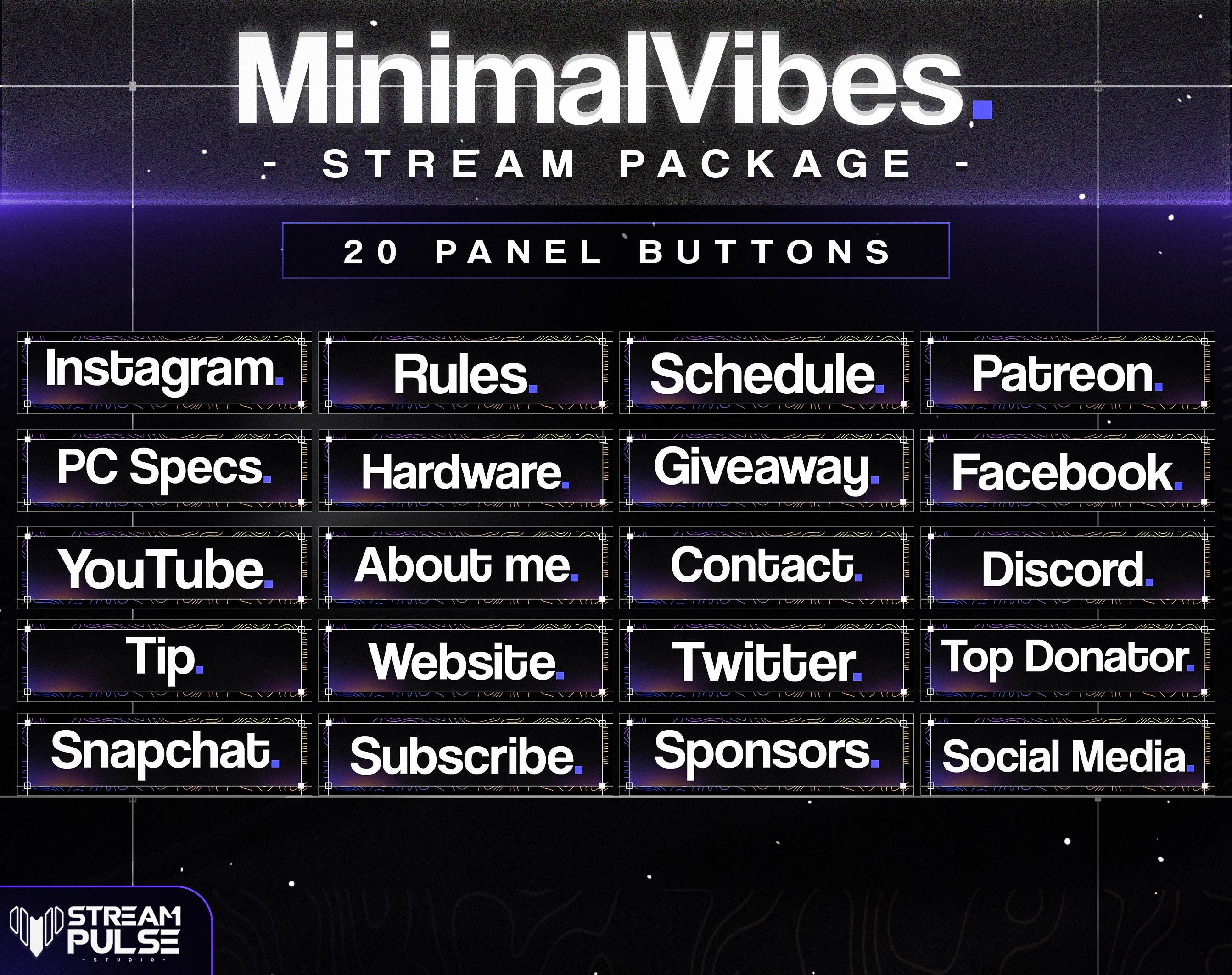 Minimal Vibe Animated Twitch Overlay, Animated Screens, Panels, Alerts ...