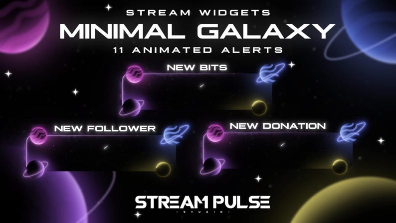 Animated Stream Overlay Package – Minimal Dark Stars Planets Theme ...