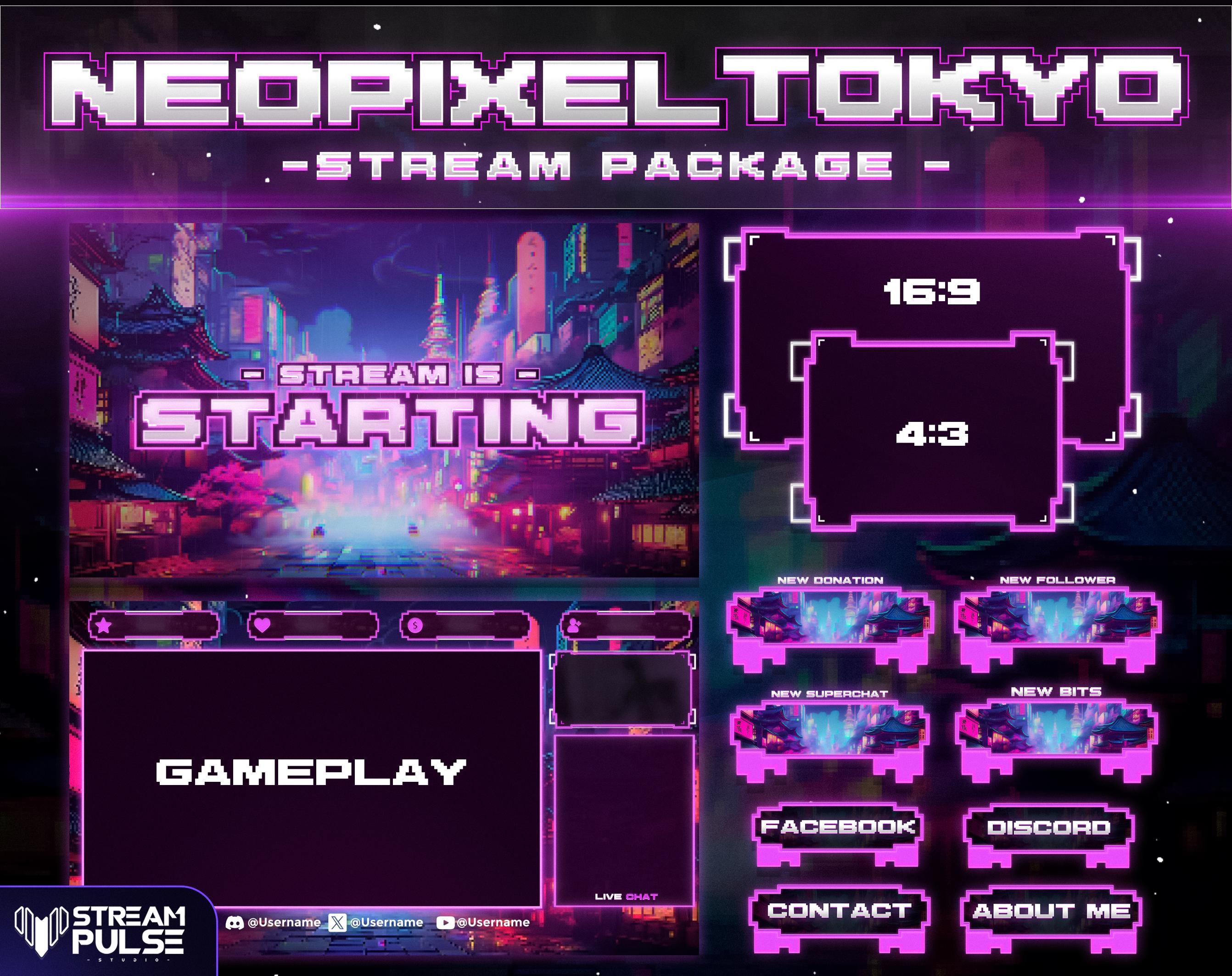 Neon City-animated Stream Overlay-futuristicaesthetic-pixelart ...
