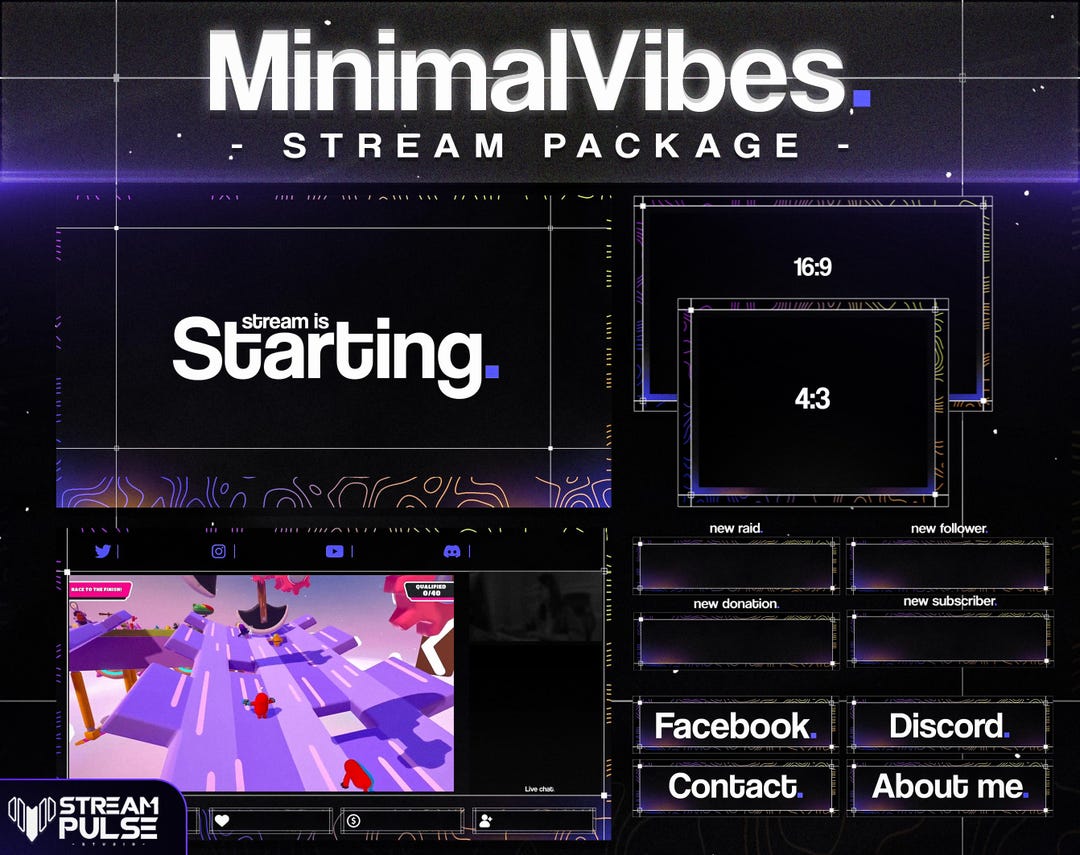 Minimal Vibe Stream Overlay Package – Animated Twitch, OBS, Streamlabs ...