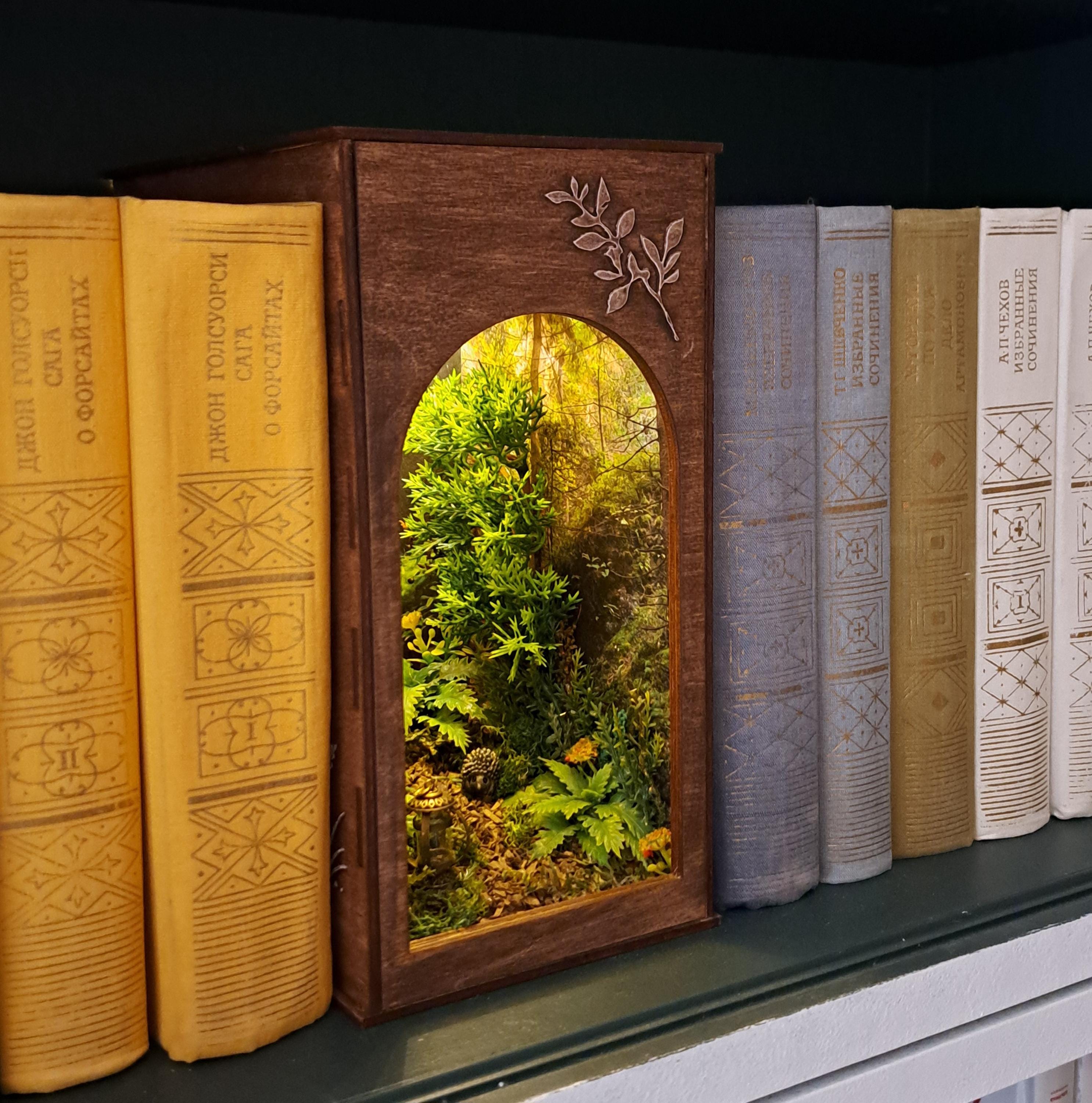 Enchanted Forest Book Nook – Miniature Bookshelf Insert, Handmade ...