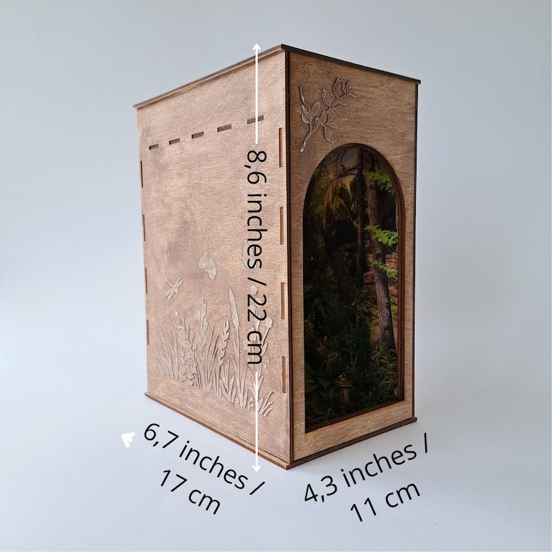 Enchanted Forest Book Nook – Miniature Bookshelf Insert, Handmade ...