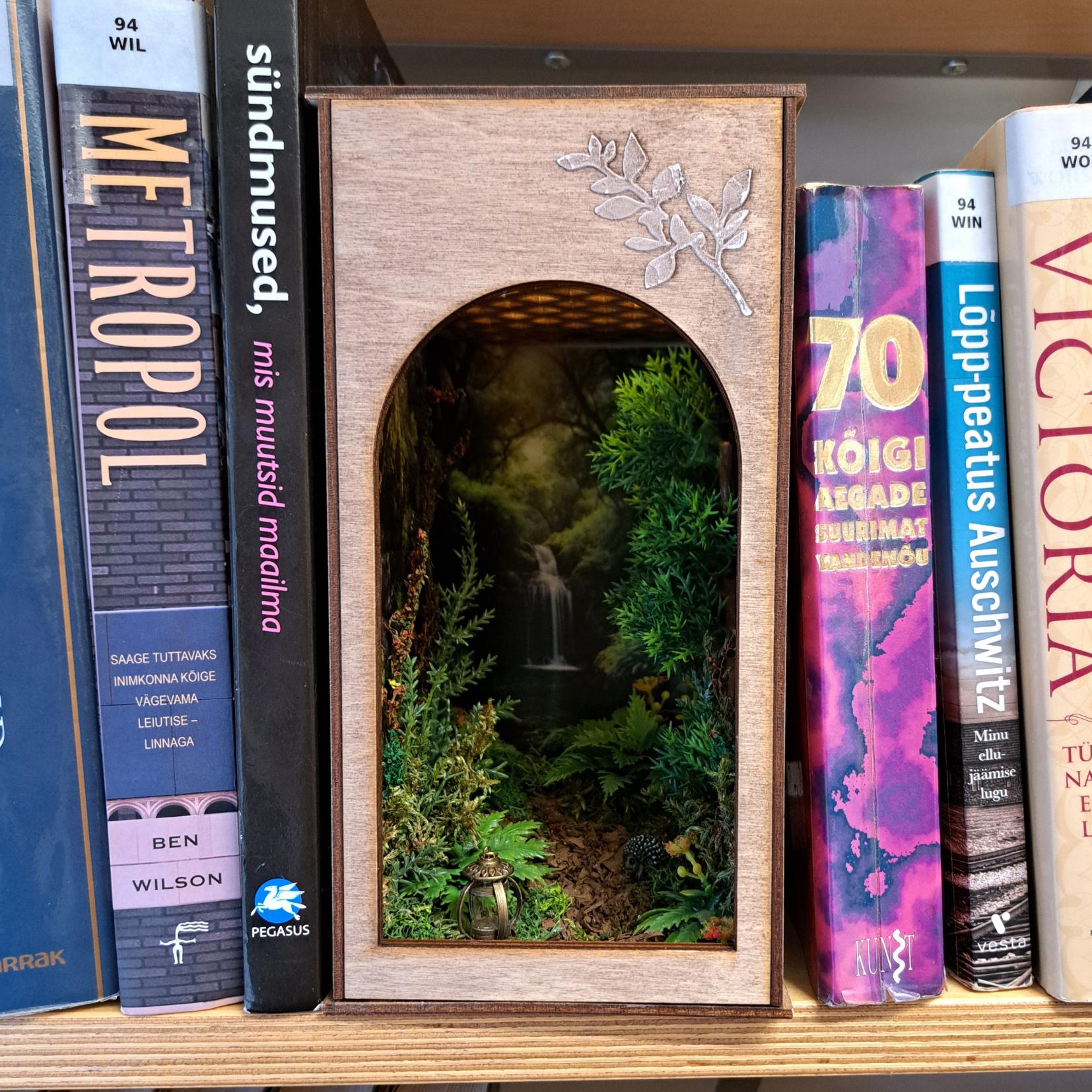Enchanted Forest Book Nook – Miniature Bookshelf Insert, Handmade ...
