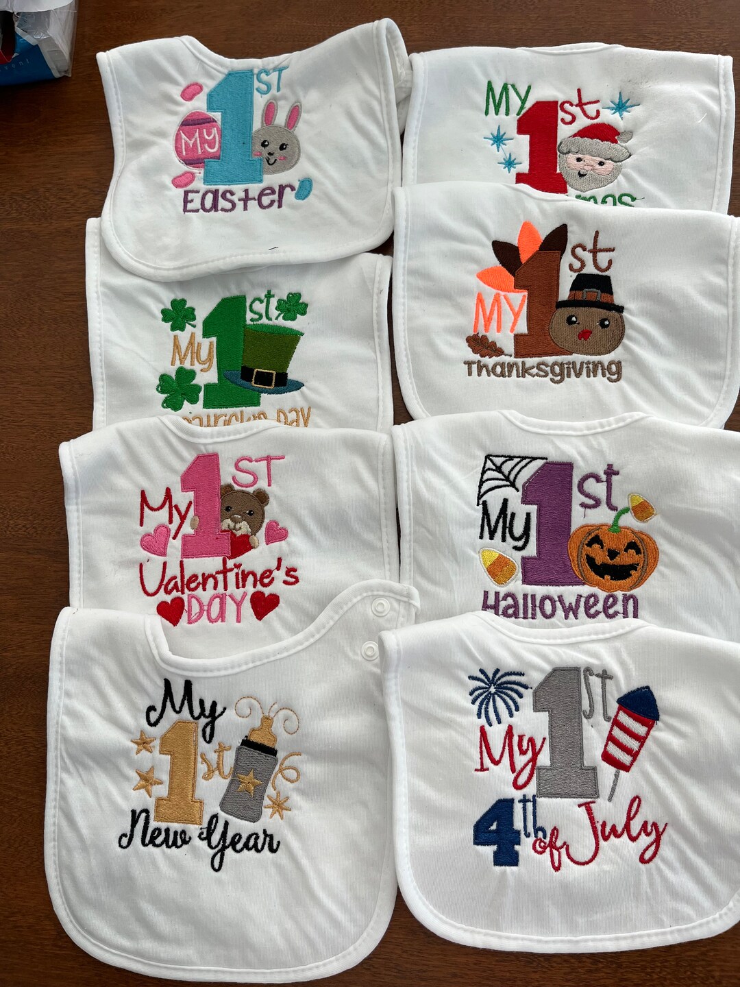 Babys First Set of 8 Embroidered Baby Bibs - Etsy