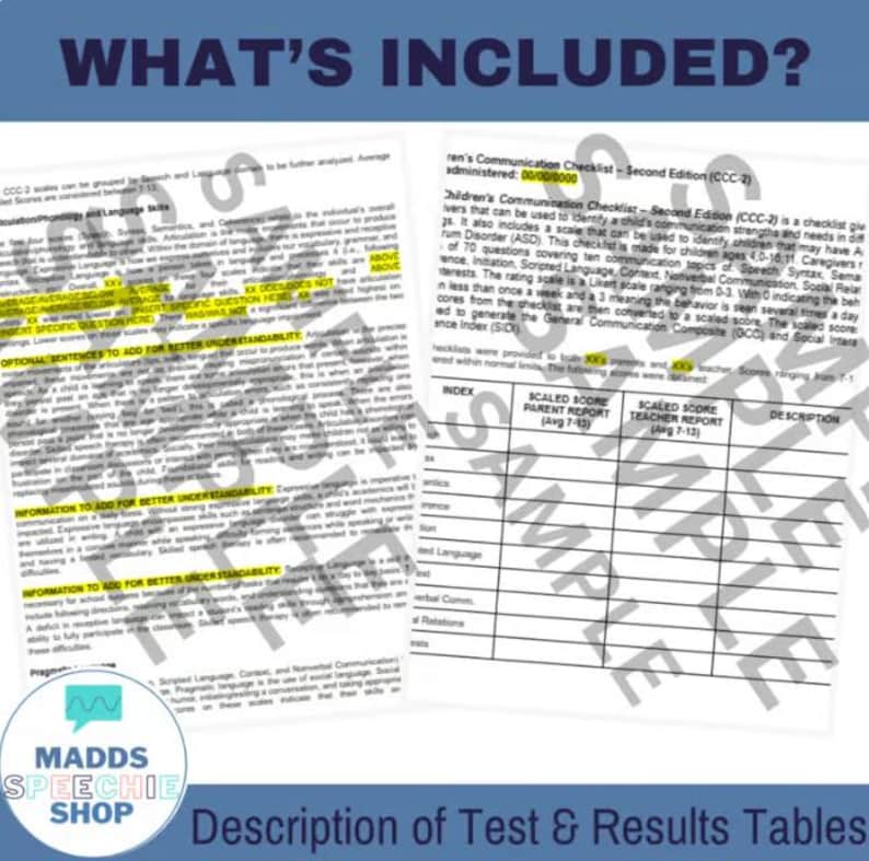 CCC-2 Speech Therapy Report Template: Editable SLP Digital Download - Etsy