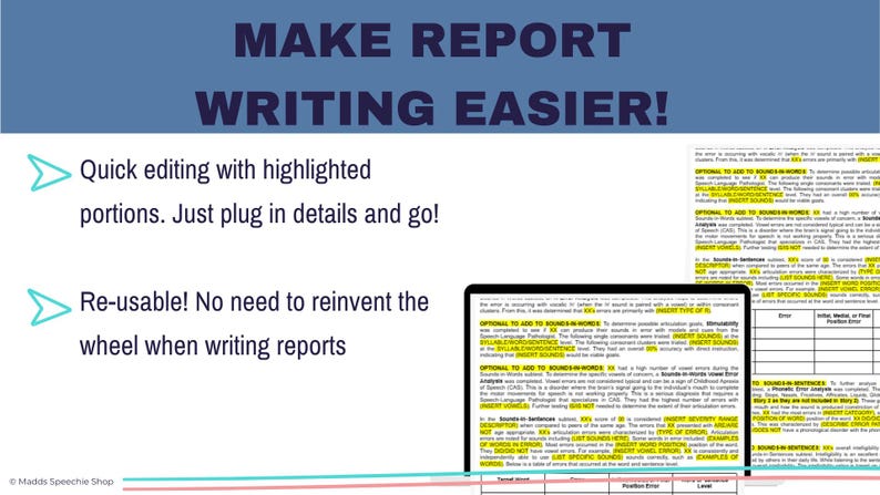 Arizona-4 Speech Therapy Report Template | Articulation & Phonology ...