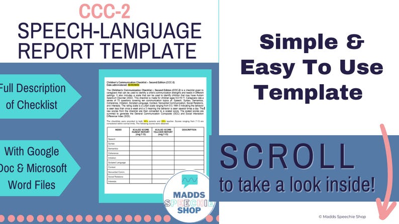 CCC-2 Speech Therapy Report Template: Editable SLP Digital Download - Etsy