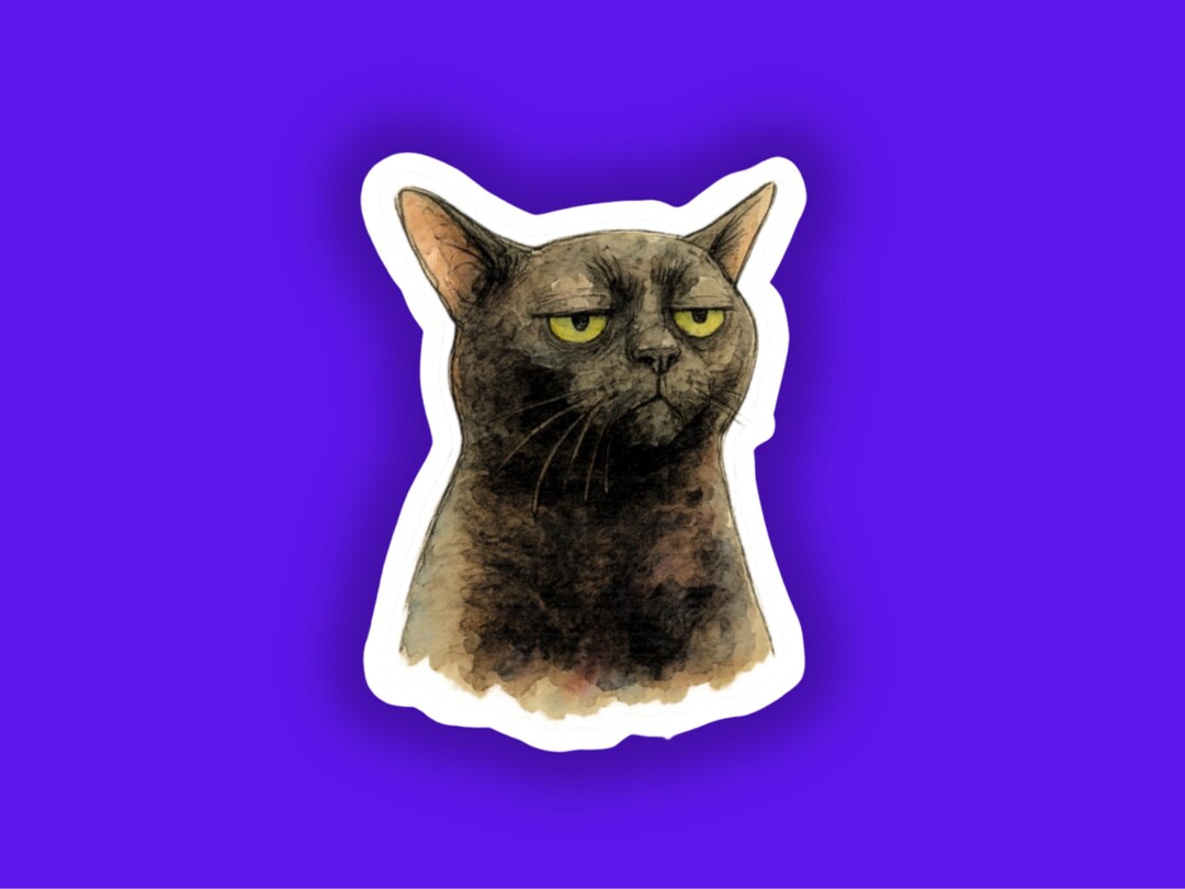 Famous Zoning Out Funny Cat Kiss-cut Sticker, Popular Tiktok Cat Zoning ...