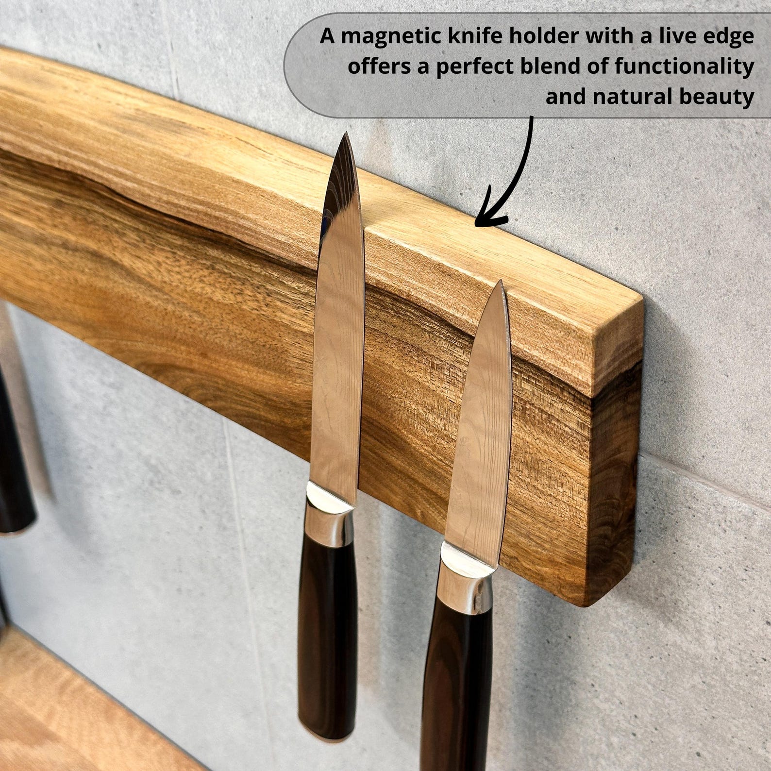 Wooden Magnetic Knife Holder, Wall Mounted Magnetic Knife Rack ...