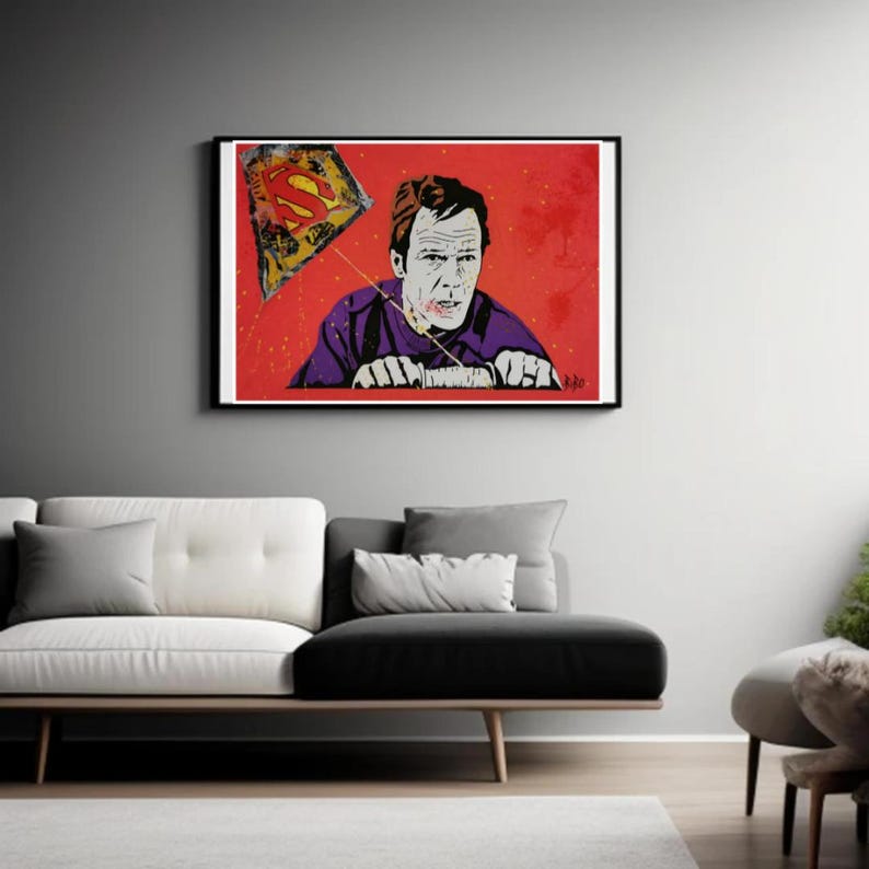 Pop Art Painting Hal Malcolm Kite Superman - Original Street Art Wall ...