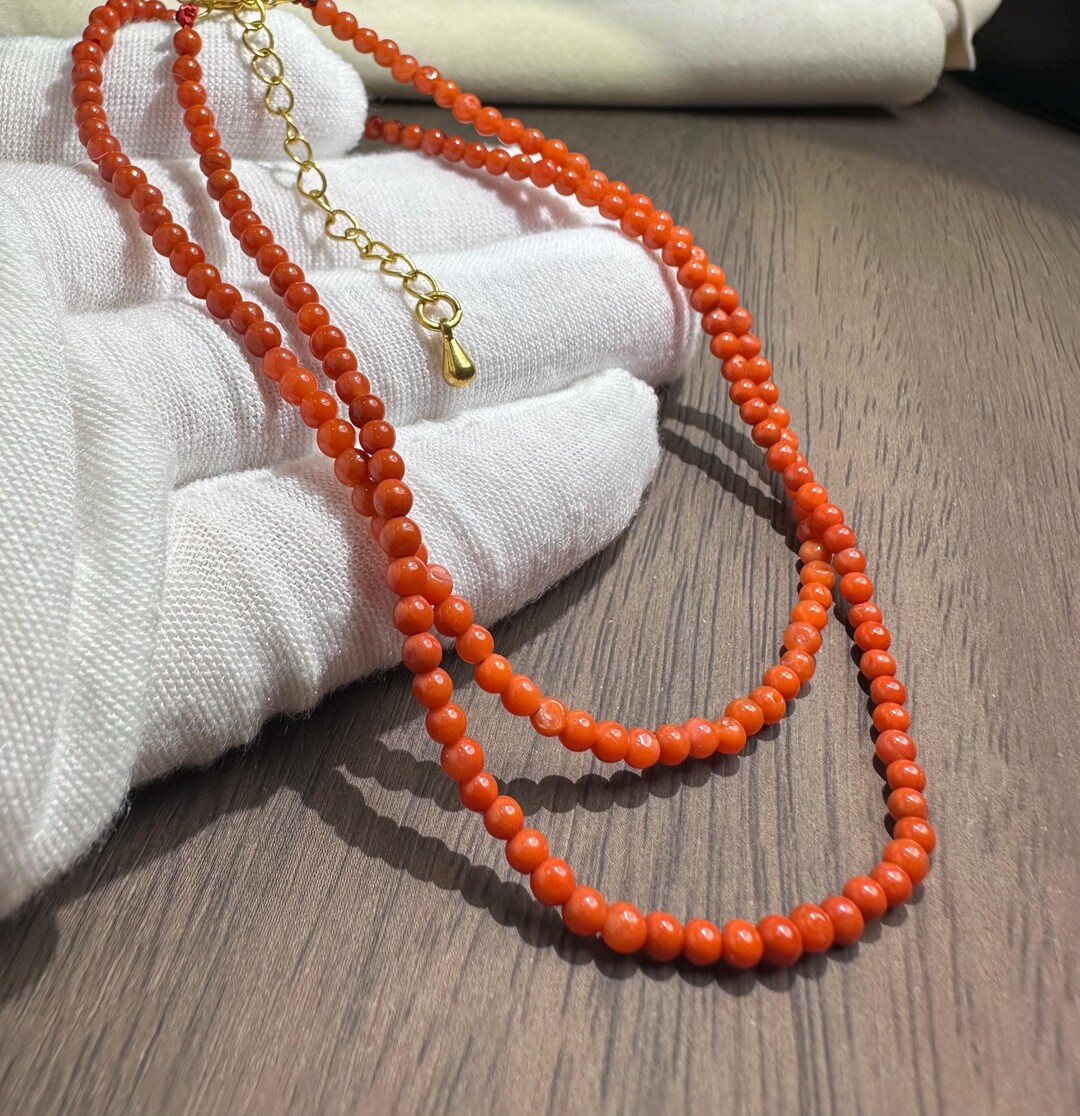 3mm Solid Red Nan Hong Baby Bead Necklace With Certification 5955 - Etsy