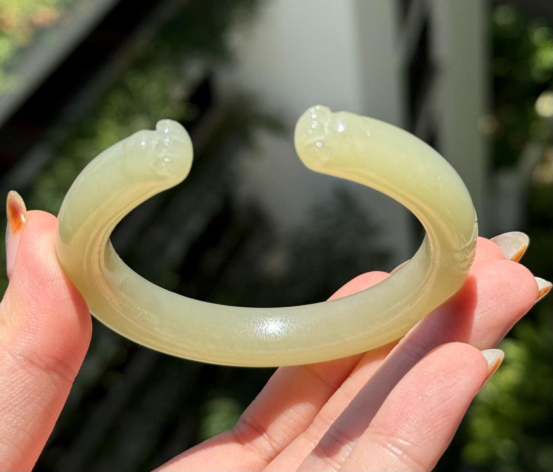 Qing Shui Nephrite Open Bangle 57mm With Certification 6072 晴水开口手镯 - Etsy