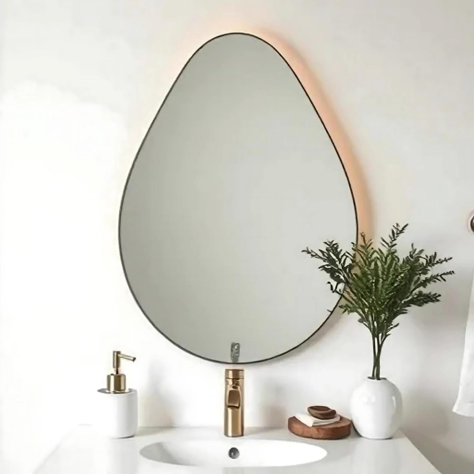 Modern Water Drop LED Mirror-unique Wall Decor for Bathroom or Bedroom ...