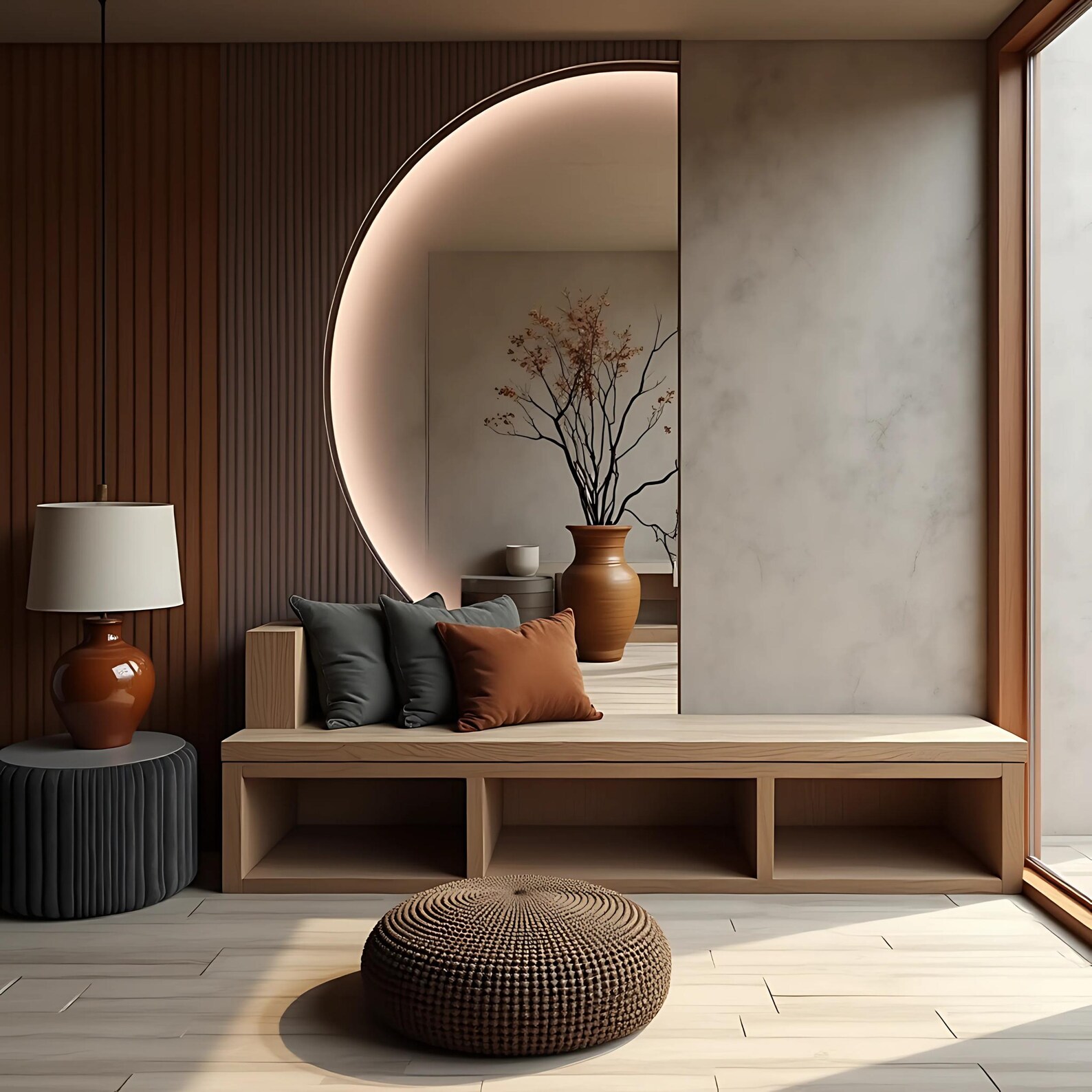 Half Moon Backlit Mirror, Radius Living Room Mirror, Half Circle Mirror ...