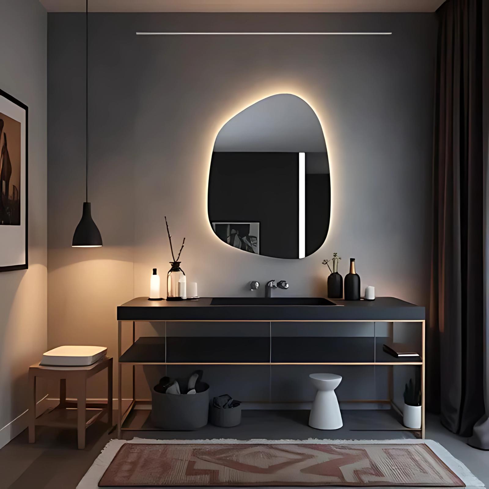 Water Drop Asymmetrical Led Mirror, Modern Design LED Mirror for Your ...