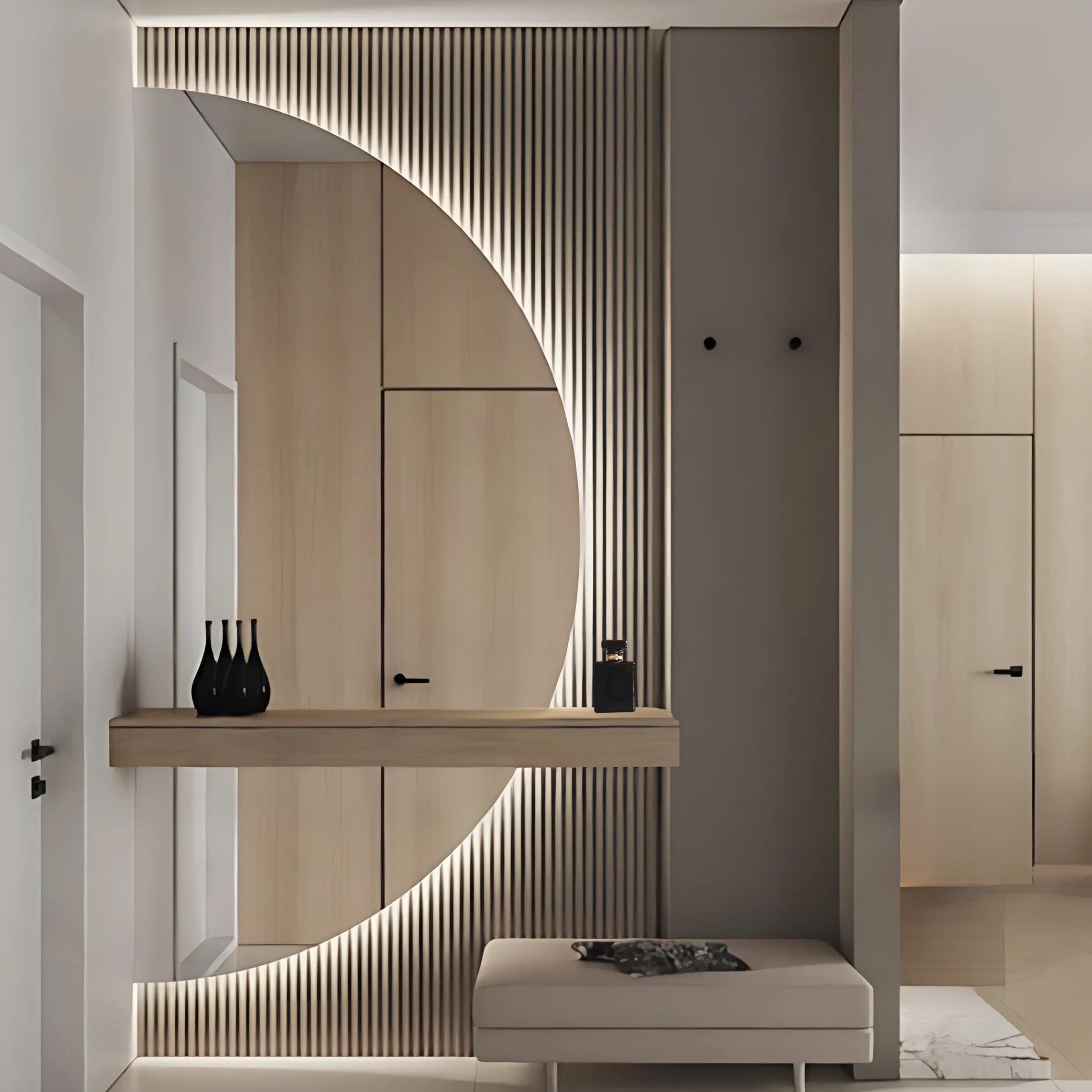 Half Moon Backlit Mirror, Radius Living Room Mirror, Half Circle Mirror ...