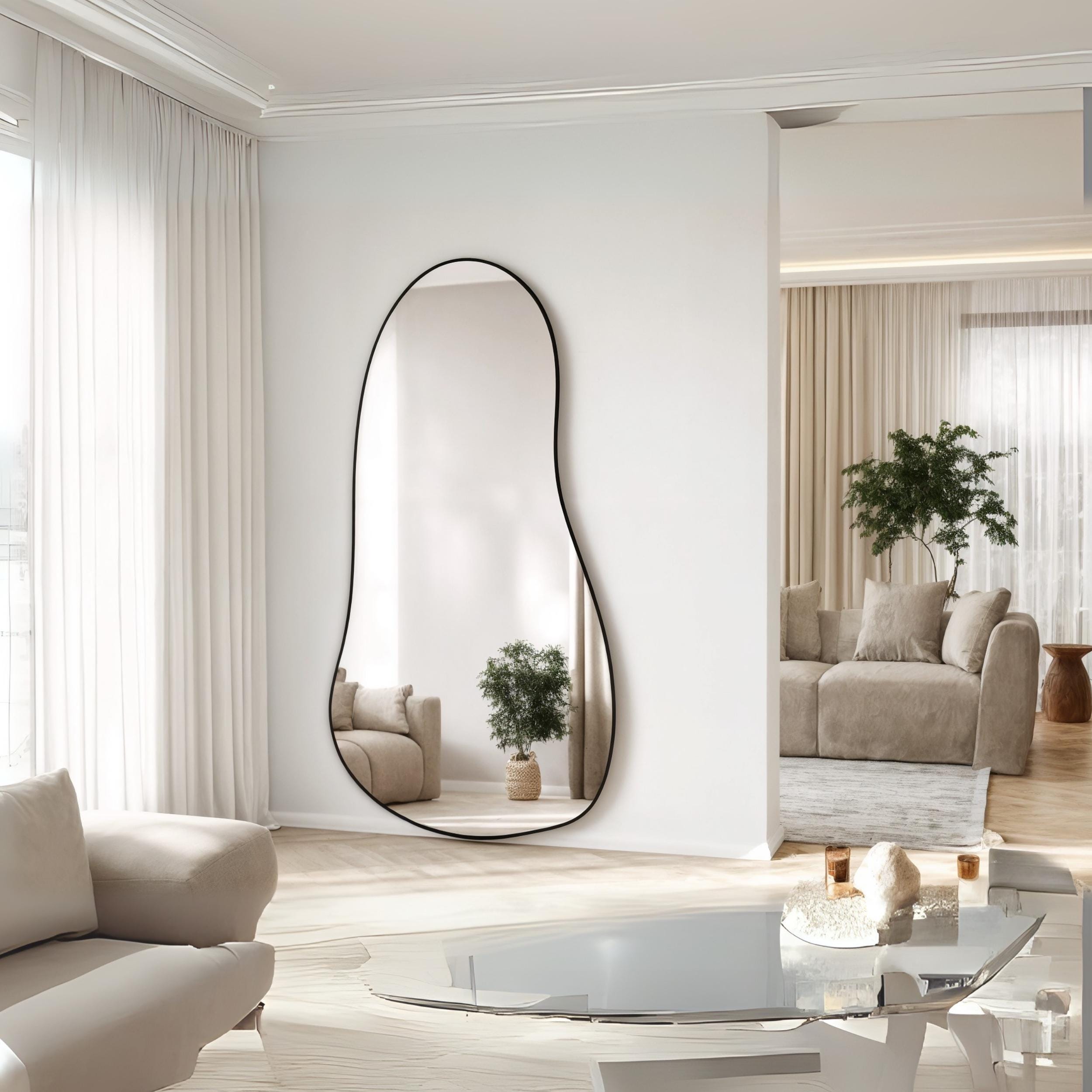 Asymmetrical Full Length Wall Mirror, Full Body Framed Mirror for Your ...