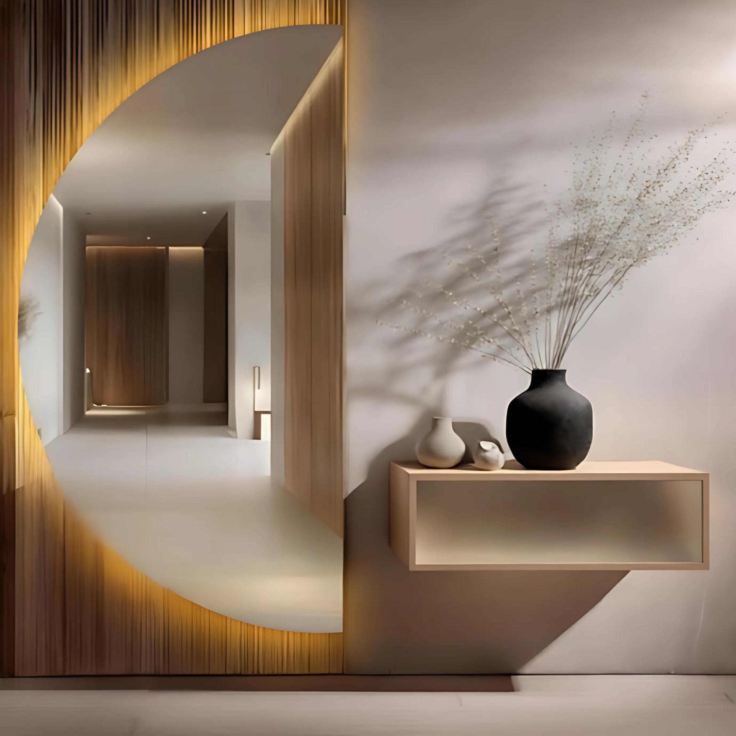 Half Moon Backlit Mirror, Radius Living Room Mirror, Half Circle Mirror ...