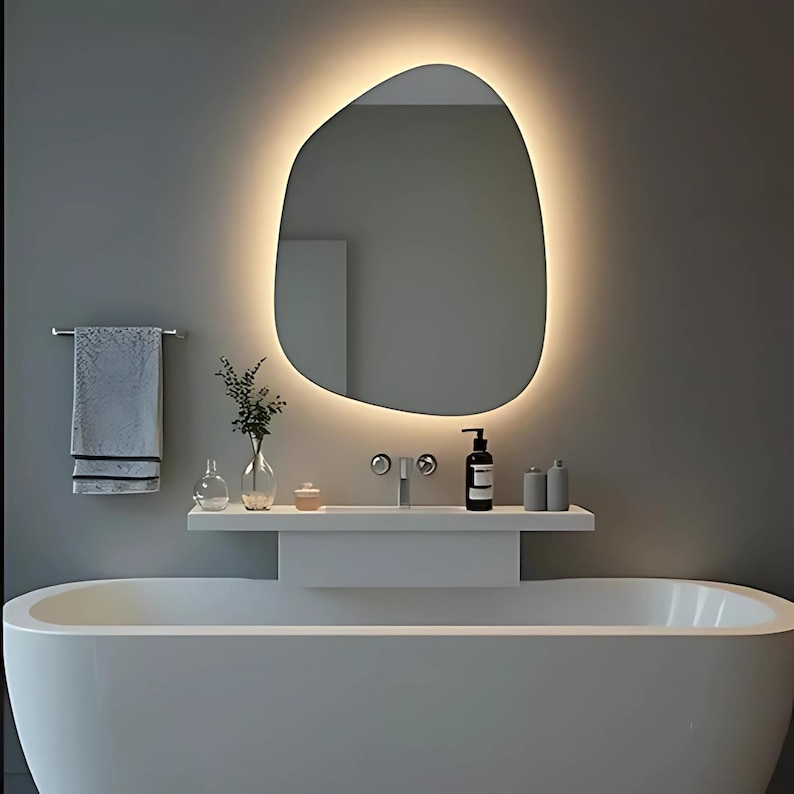Water Drop Asymmetrical Led Mirror, Bathroom Mirror, Bedroom Mirror ...