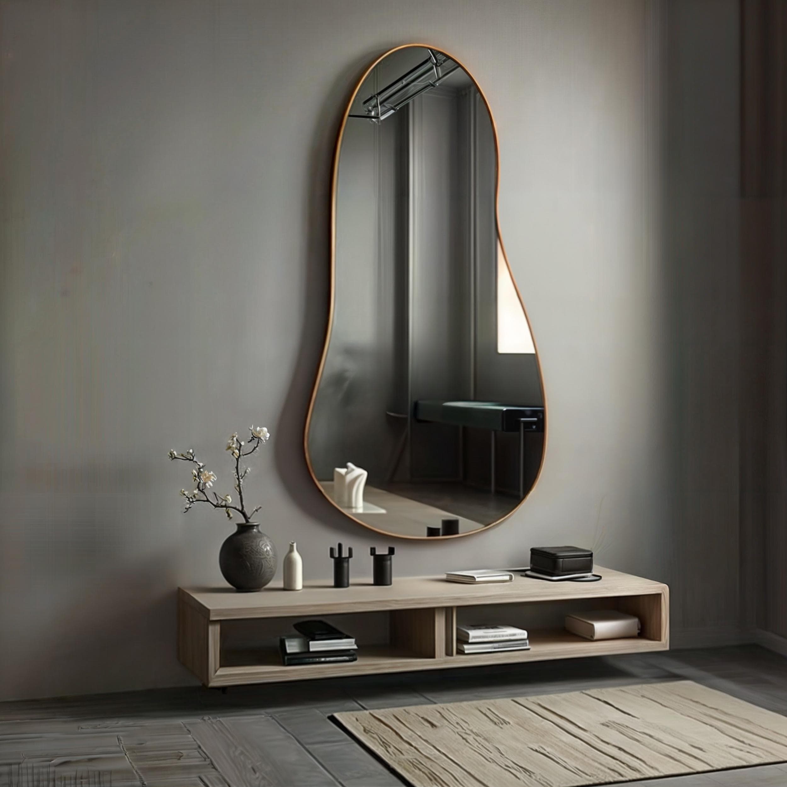 Asymmetrical Full Length Wall Mirror, Full Body Framed Mirror for Your ...